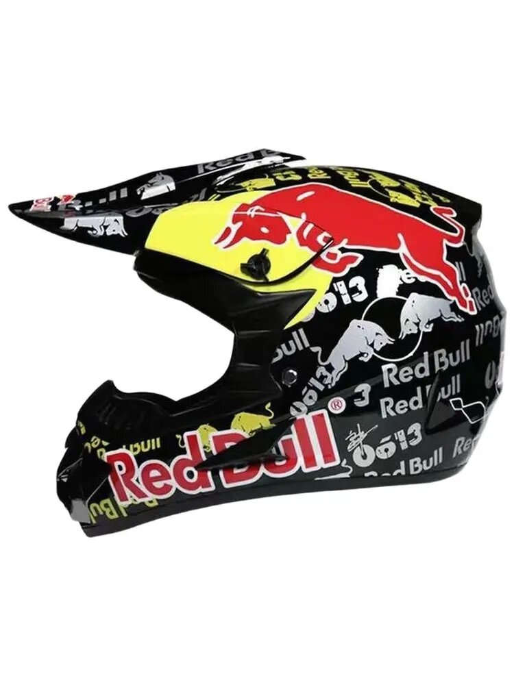 Мотошлем Red Bull для эндуро, черный цвет, размер XL, ABS пластик, красный логотип