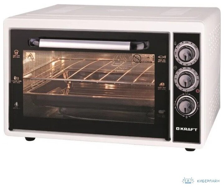 Kraft Микроволновая, Духовая печь/ Электрогриль/ Электросковорода KRAFT KF-MO 3801 W Мини-печь белый