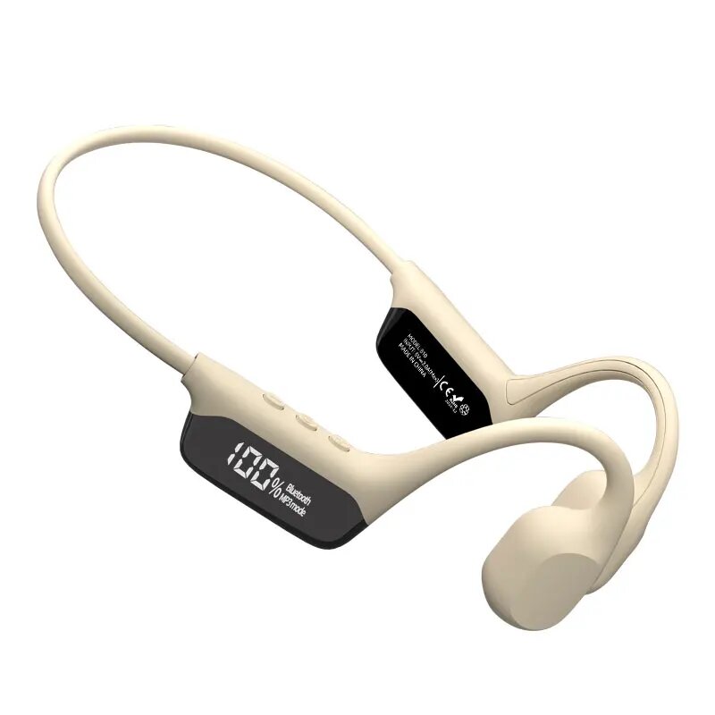POLVCDG Bone Conduction Earphones with LED Display 32GB MP3 Mode Swimming Bluetooth 5.4 Open Earphones S10