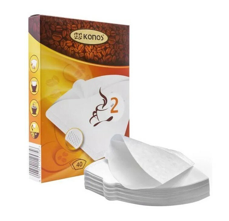 Фильтры для кофеварки капельного типа, бумажные отбеленные, 40 шт, бренд: КONOS, арт. КONOS2/40W