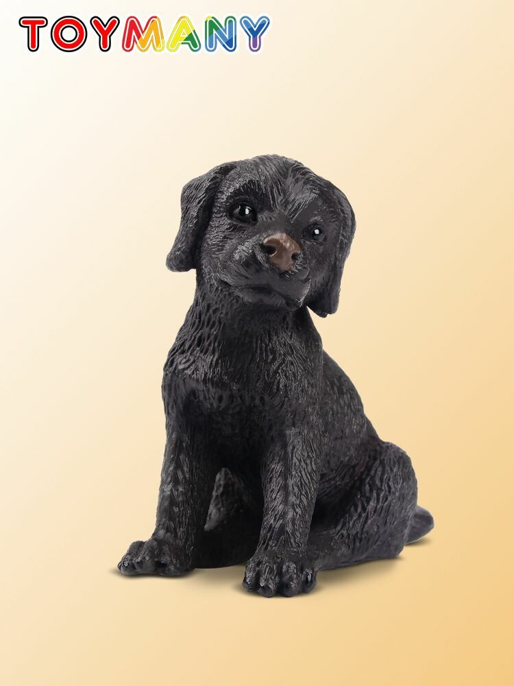 Toymany Фигурка домашнего животного, Сидящий щенок черного лабрадора-ретривера, игрушка для детей, 1.9x4.2x3.9 см