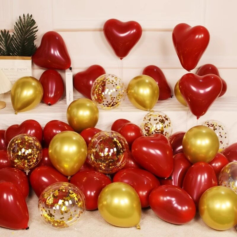 Гранатово-красные воздушные шары в форме сердца, декоративные шары в форме персика для выражения любви, наборы для дня рождения и свадьбы, украшения и оформление свадебной комнаты.
