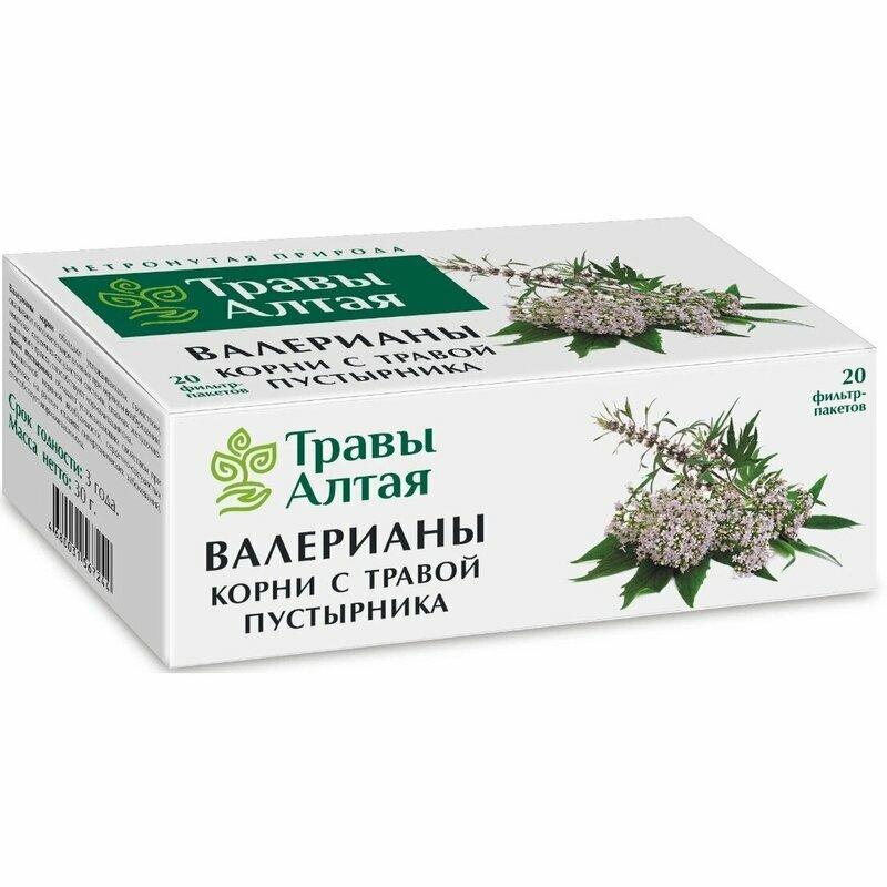 Валерианы корни с пустырником серии Алтай 1,5 г ф/п 20 шт. е