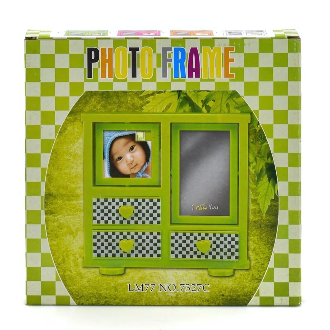 Фоторамка детская с зеркалом и 3 ящиками, пластик, 2 фото 6,5х6,5/11,5см, LM7327C