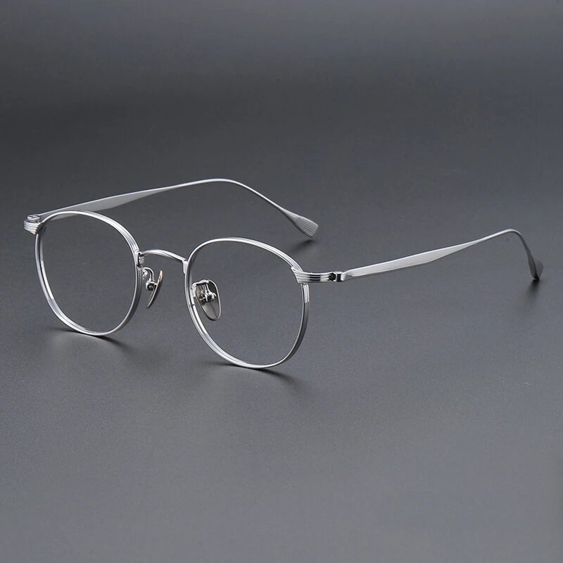 YIMARUILI Ретро Круглые Титановые Очки Унисекс Silver