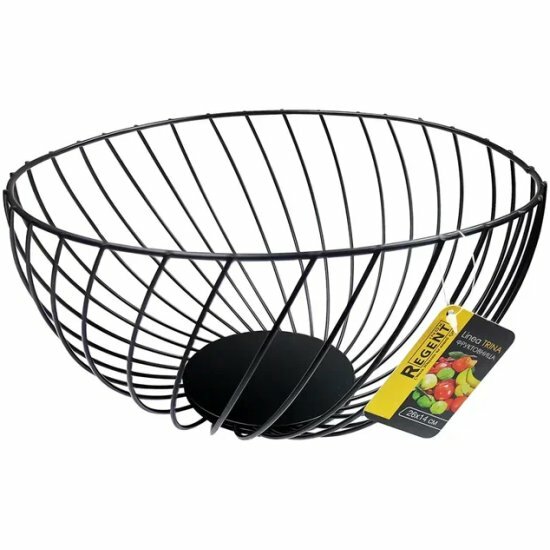 Фруктовница Swed House, для фруктов, нержавеющая сталь, круглая, 22 см, черная