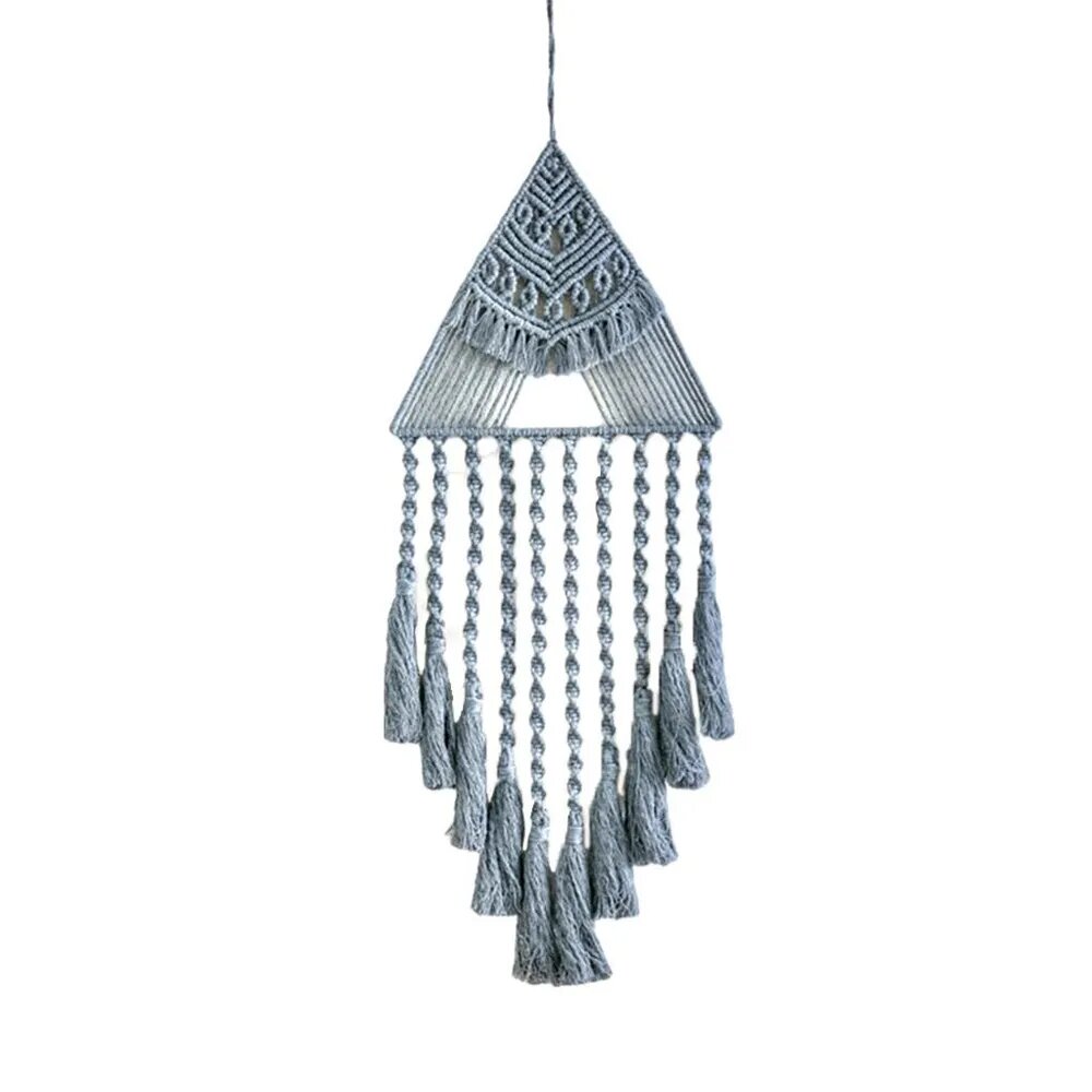 Гобелен настенный в стиле бохо 45 см серый, декор для гостиной, спальни, детской, ручная работа