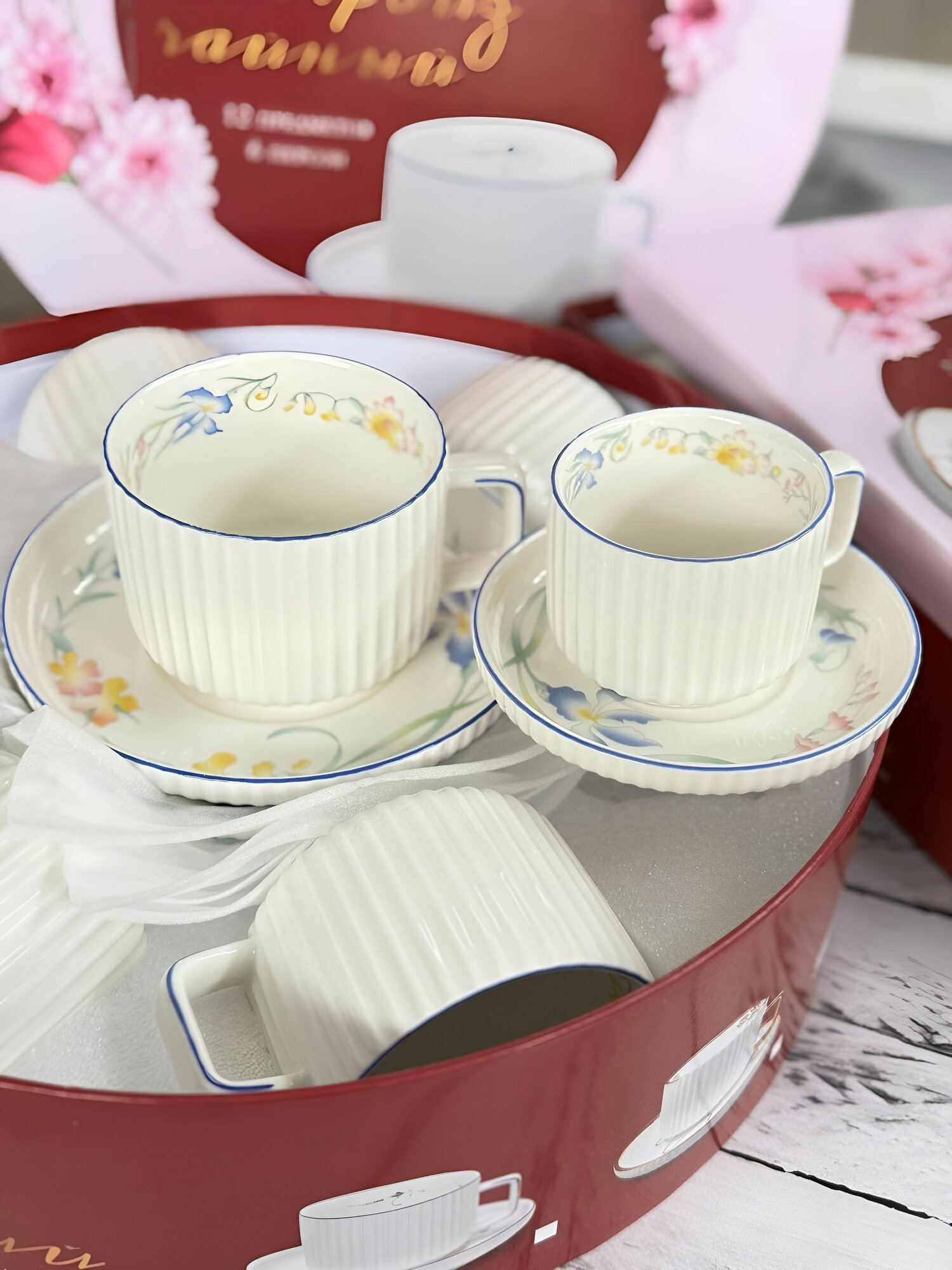 Чайный сервиз из керамики на 6 персон, 230 мл.