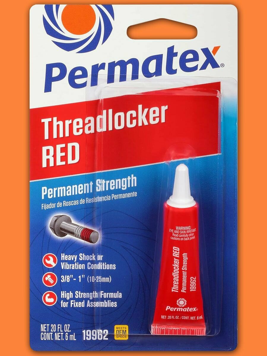 Фиксатор резьбы неразъемный Красный 6мл. PERMATEX 19962
