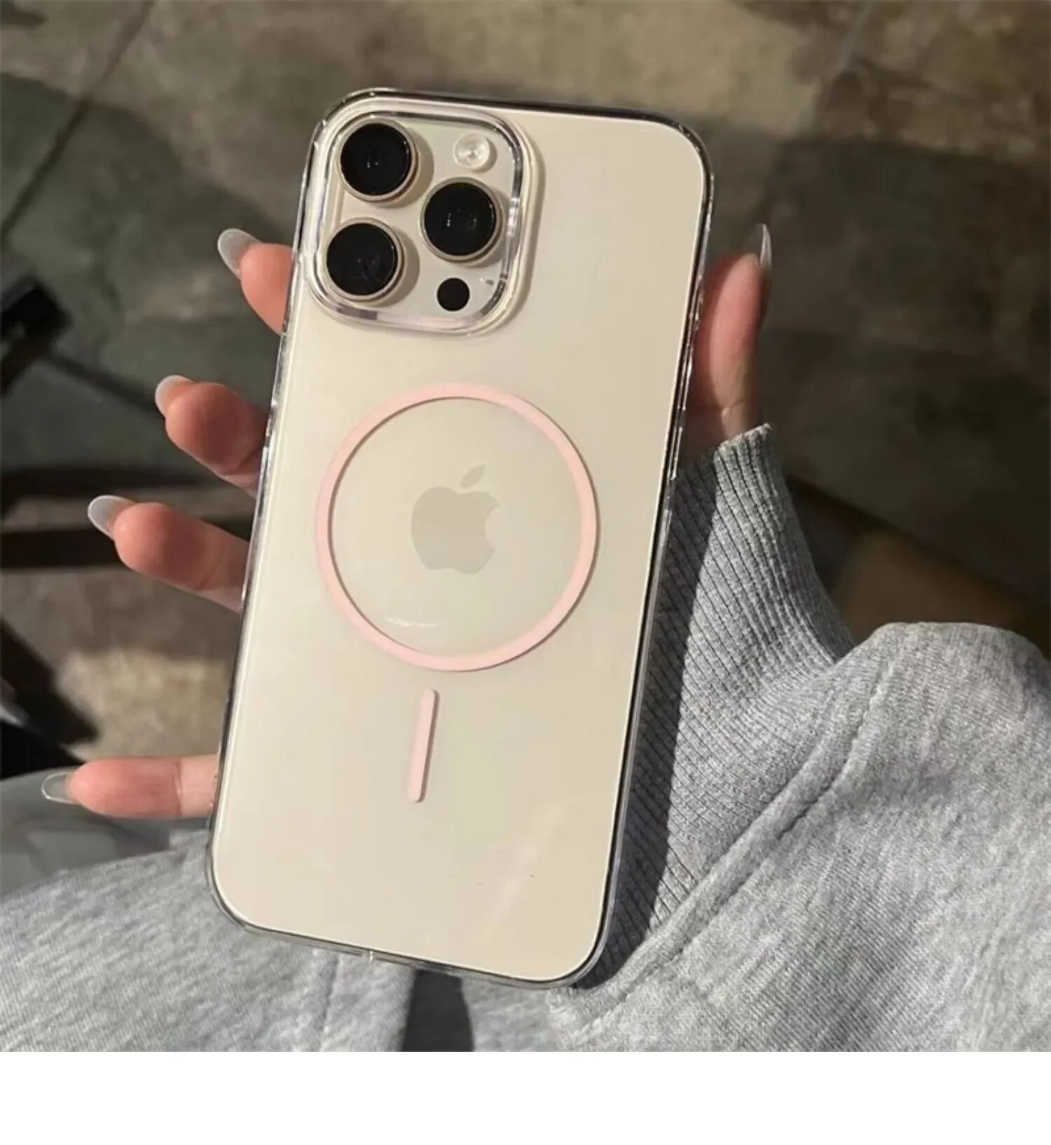 Розовый чехол Magsafe для iPhone 15, прозрачный, тонкий