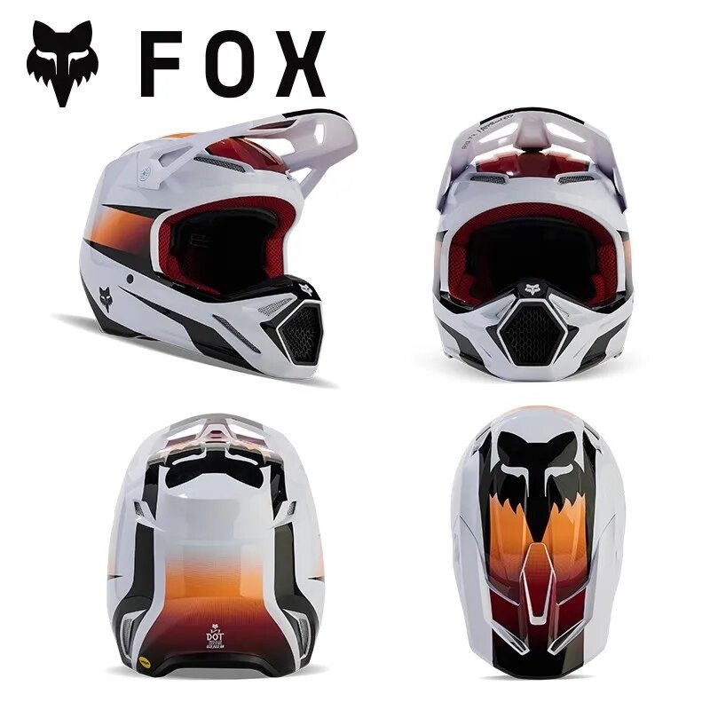 Гоночный шлем FOX V1, мотоциклетный шлем для мотокросса, внедорожный мотоцикл, защита S, WHT BLK