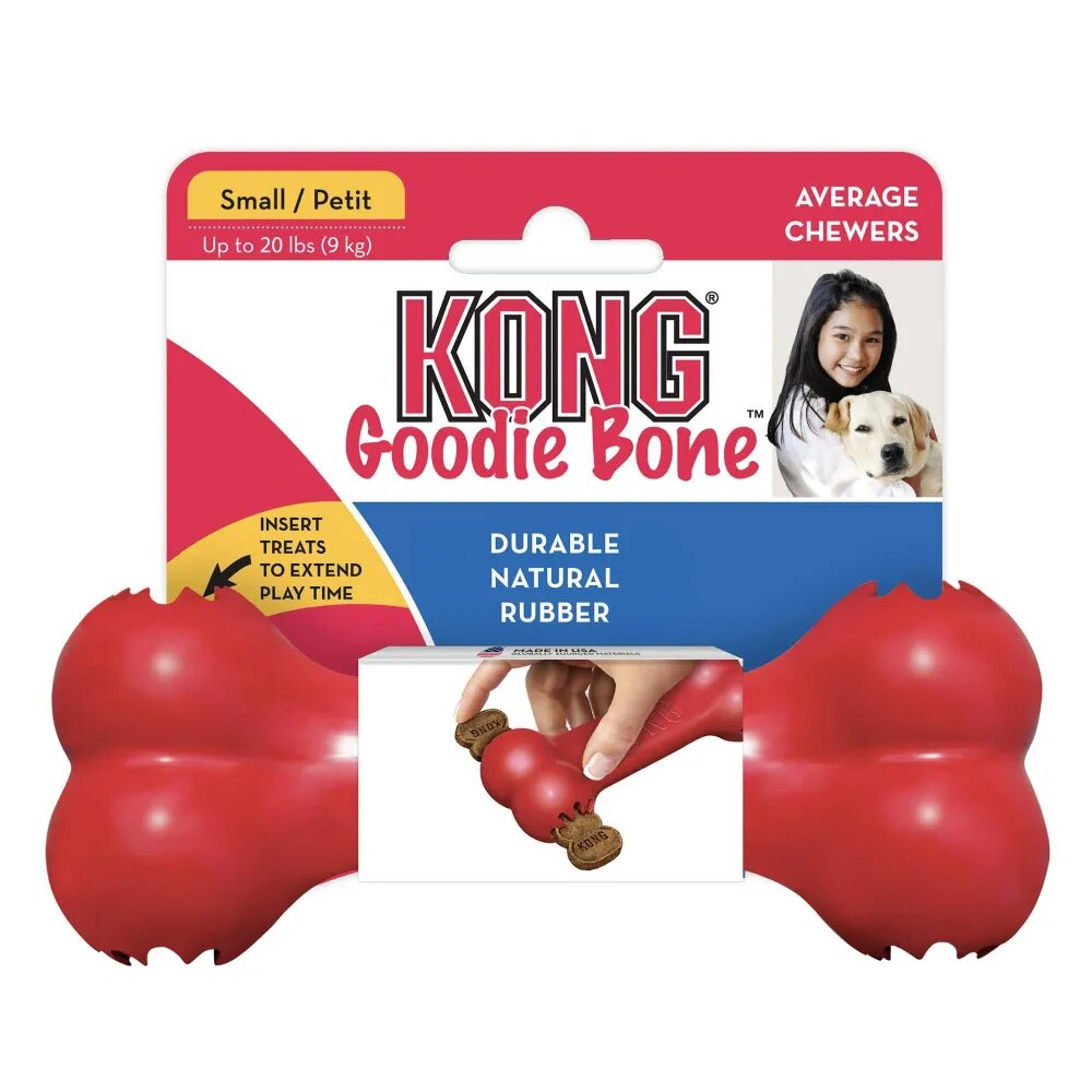 KONG - Goodie Bone - прочная резиновая жевательная кость, игрушка для собак с дозатором - для маленьких собак