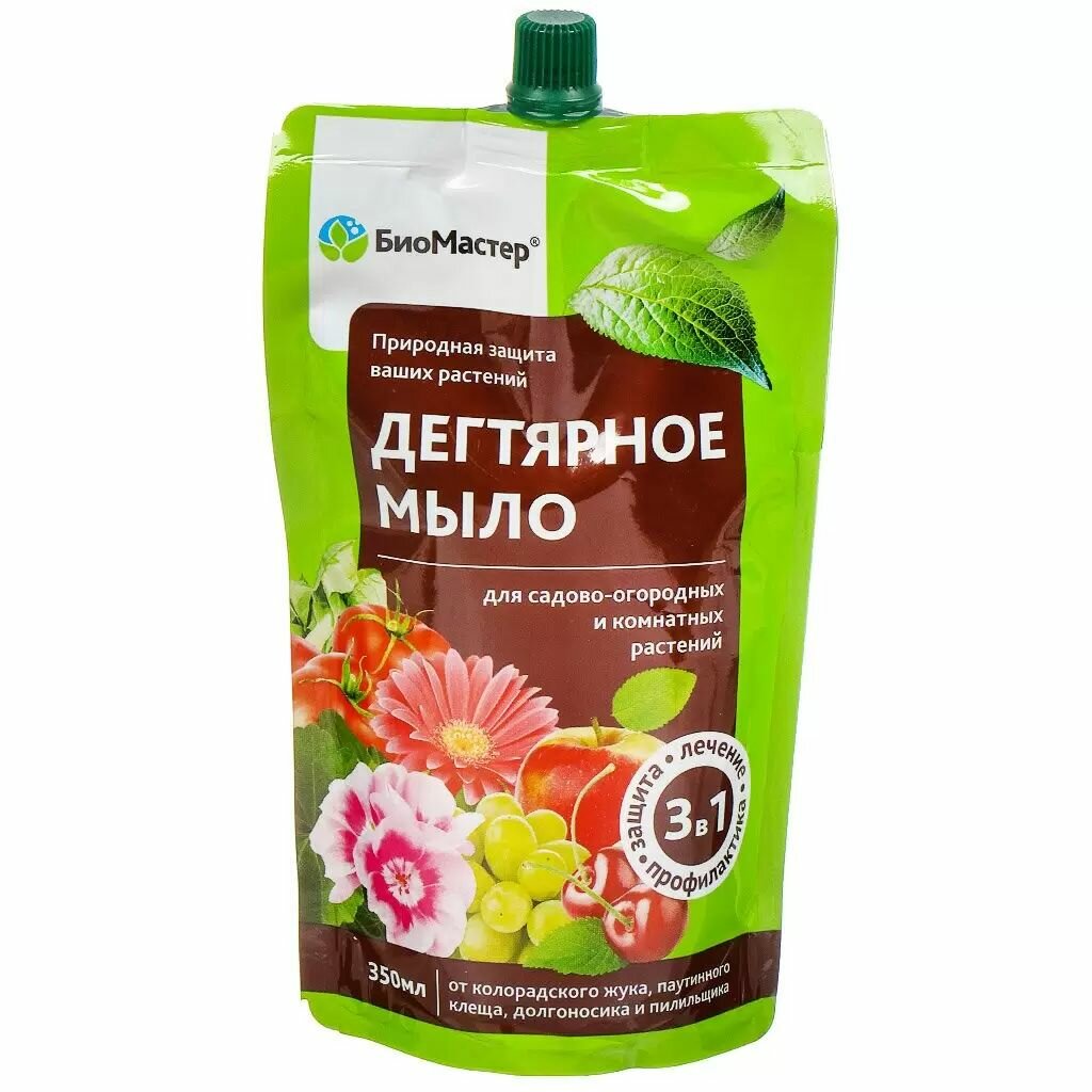 Инсектицид Дегтярное мыло БиоМастер 350 мл: защита садовых деревьев, кустарников и комнатных растений от вредителей