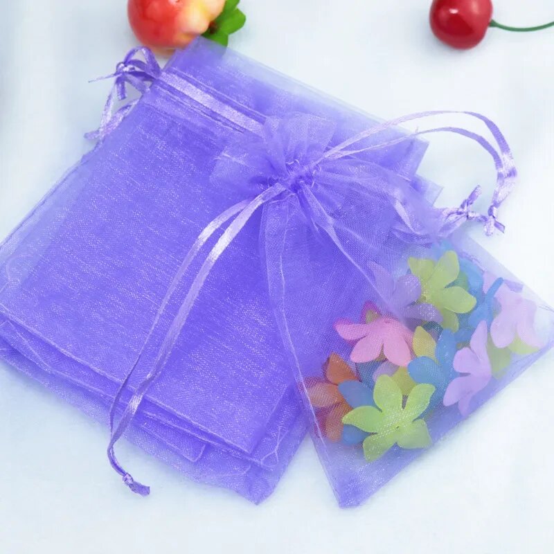 50 подарочных сумок из органзы, 17x23 см, Light Purple
