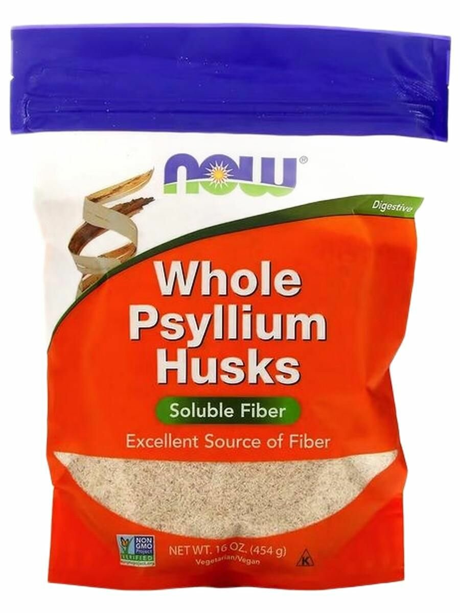 Псиллиум , цельная оболочка семян подорожника, 454 г (16 унций) , NOW Foods