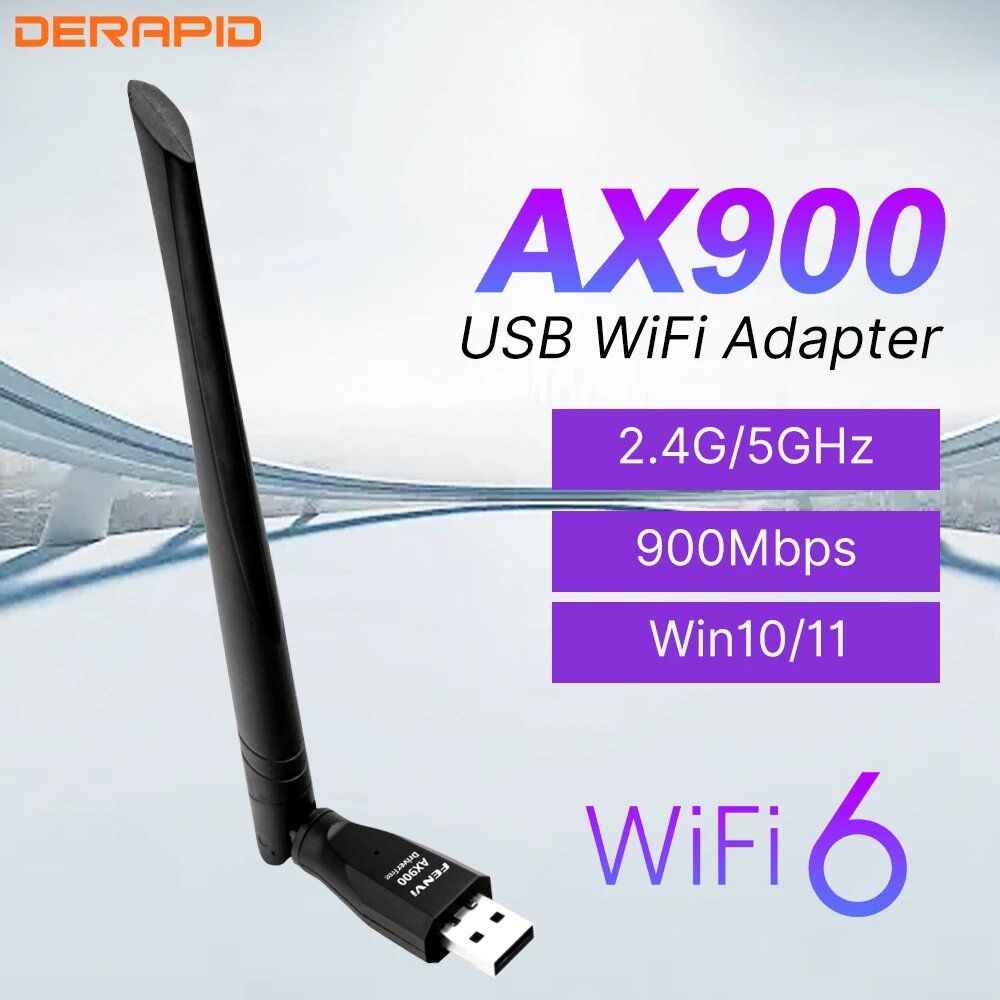 DERAPID Беспроводной адаптер Wi-Fi 6 USB