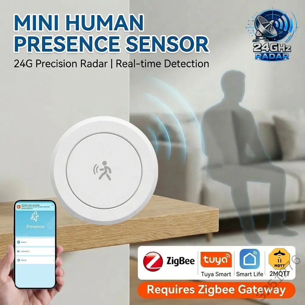 Датчик умного дома Mini Human Presence Sensor 24G Precision Radar Real-time Detection, Tuya Smart, Smart Life