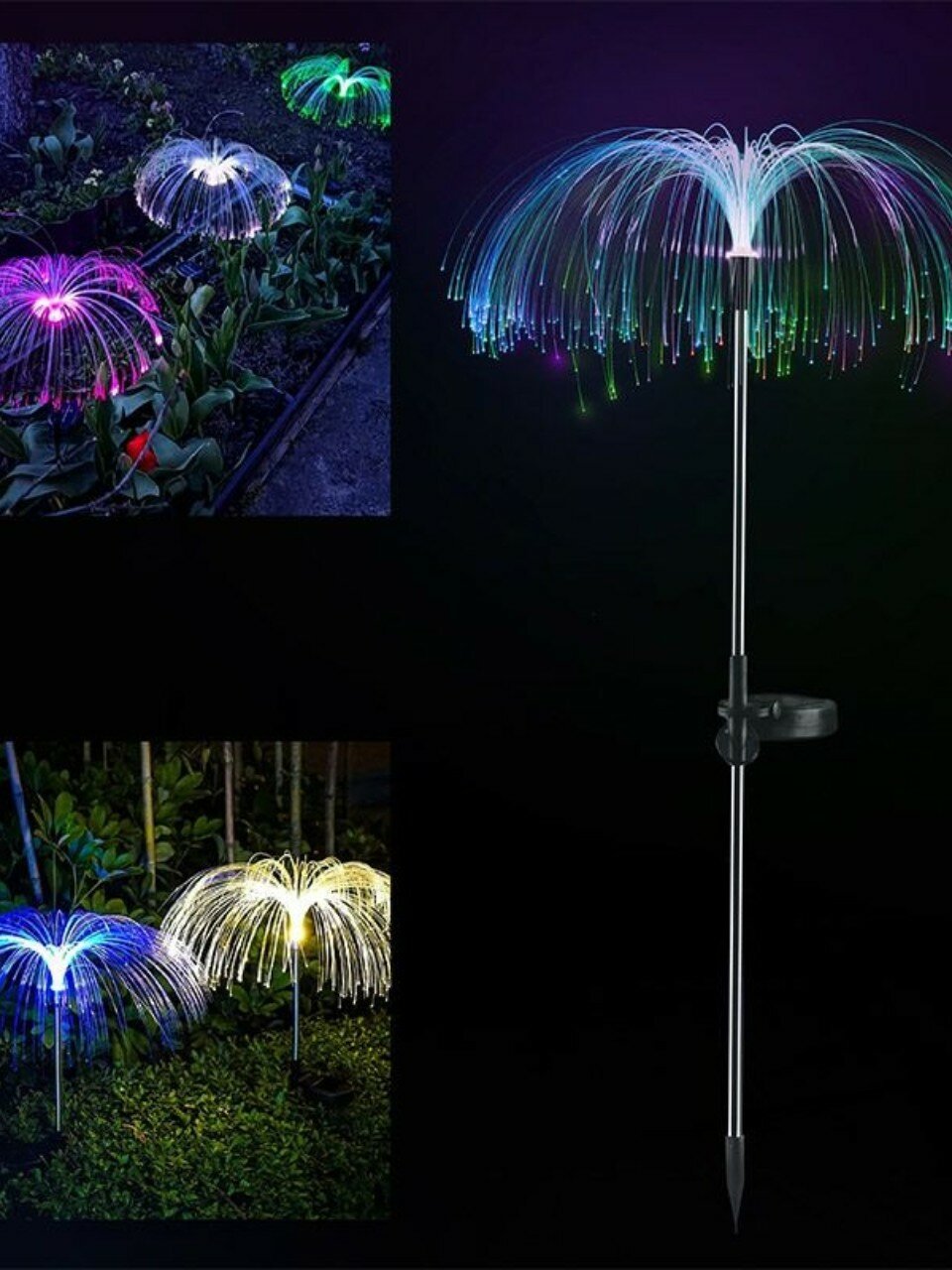 Фонарь садовый Park Фонтан на солнечной батарее, светодиодный уличный светильник для декора дачи и сада, 68 см, IP44