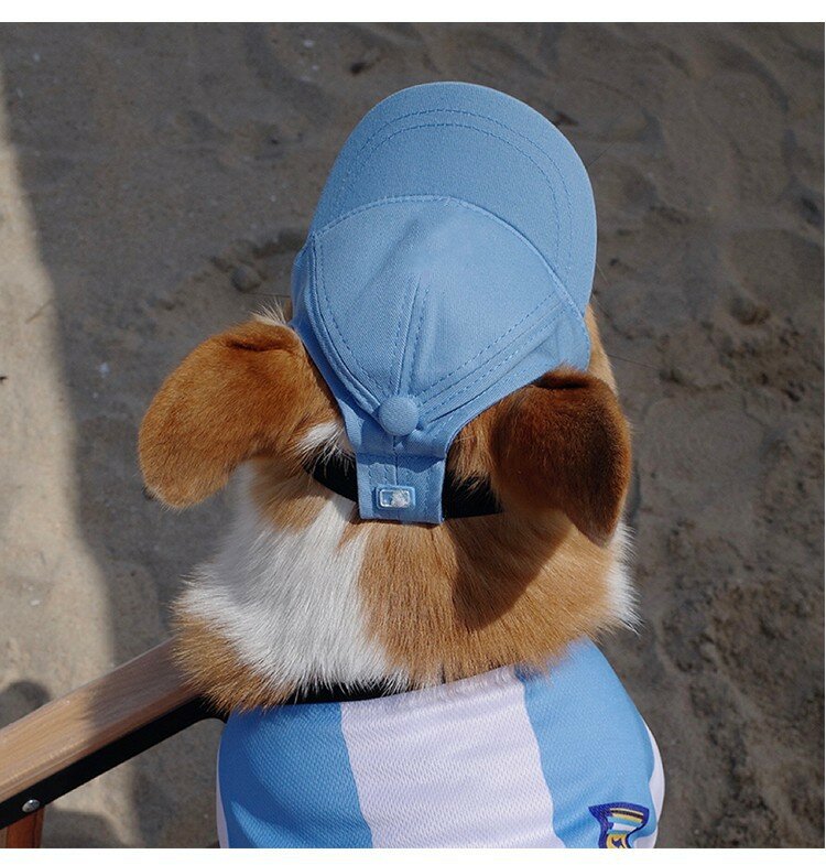 Небесно-голубая пет-бейсболка для средних собак, размер XL (обхват головы 35-38,5 см)