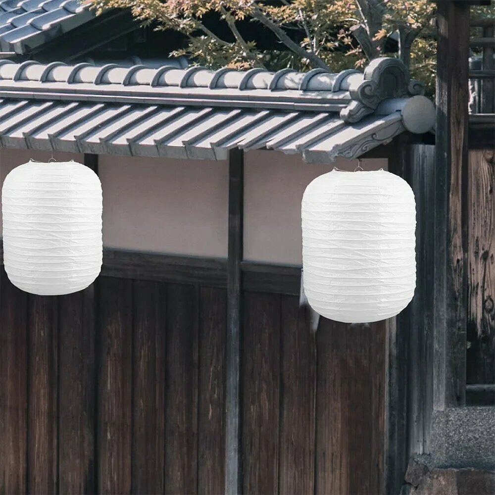 Складные белые бумажные абажуры для праздничного декора в комплекте 2 шт