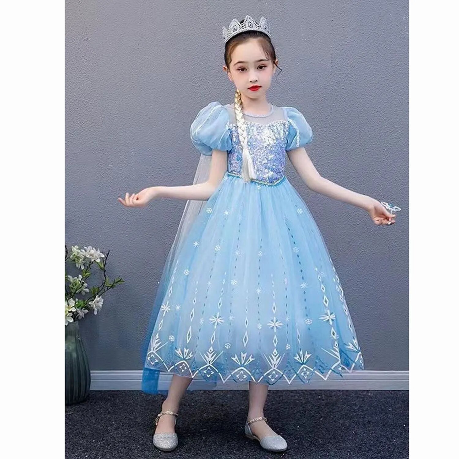 Костюм Диснея «Холодное сердце», платье принцессы для девочек, белая карнавальная одежда с блестками, детское платье для косплея Снежной королевы Эльзы для девочек