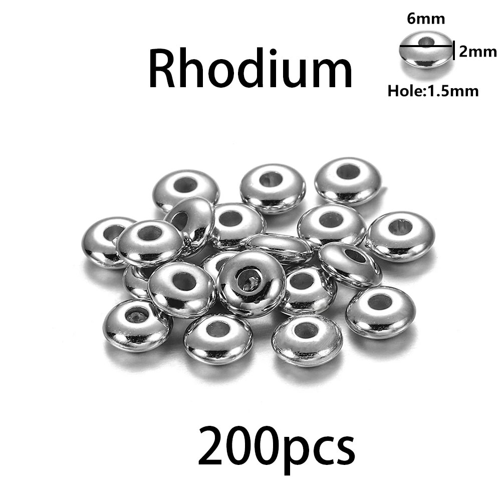 Бусины-разделители Rhodium, 6 мм, 200 шт