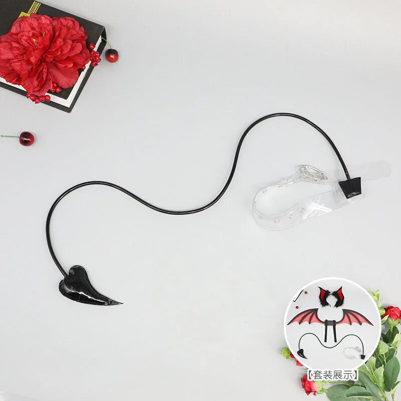 Косплей реквизит: черные крылья с хвостом Chili Tail