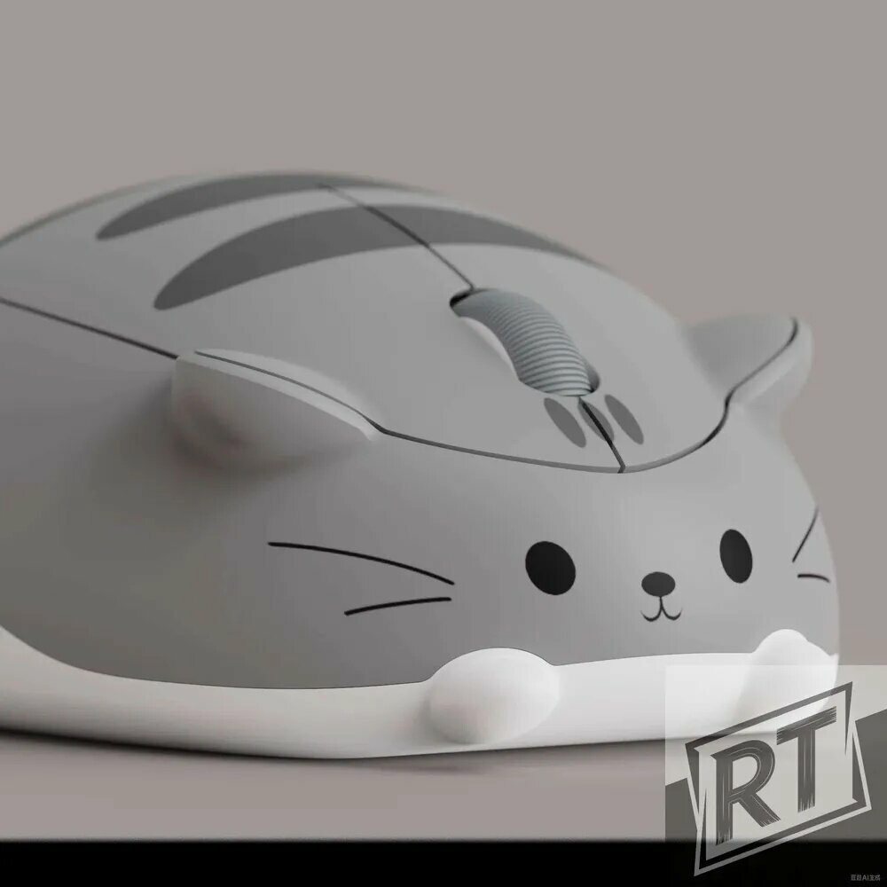 AKKO Игровая мышь беспроводная Беспроводная мышь Akko с кошкой, серая (Mim), светло-серый, перламутровый