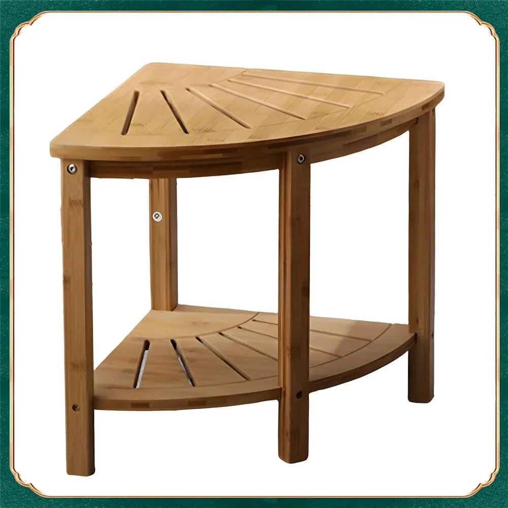 Угловая скамейка для душа, противоскользящая, из натурального бамбука для взрослых