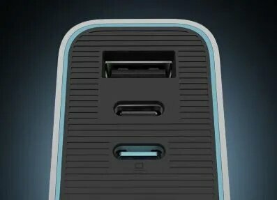 Зарядное устройство Cuktech 65 Вт GaN, трёхпортовое (2×USB-C + 1×USB-A), компактное, для MacBook Pro 14 и iPhone 15 Pro — фото 1