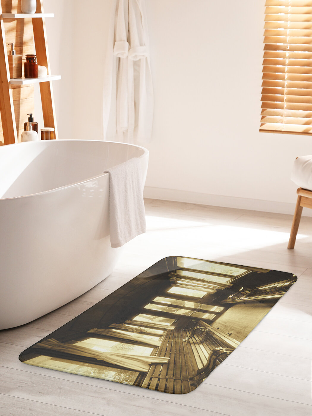 Коврик для ванной комнаты и туалета противоскользящий "Кабинка ретро фуникулера" 60х100 см, JoyArty