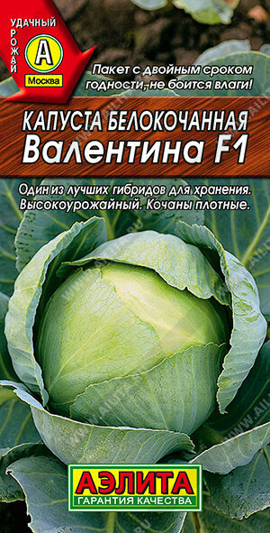 Семена капусты Аэлита "Валентина F1", белокочанной, позднеспелый гибрид