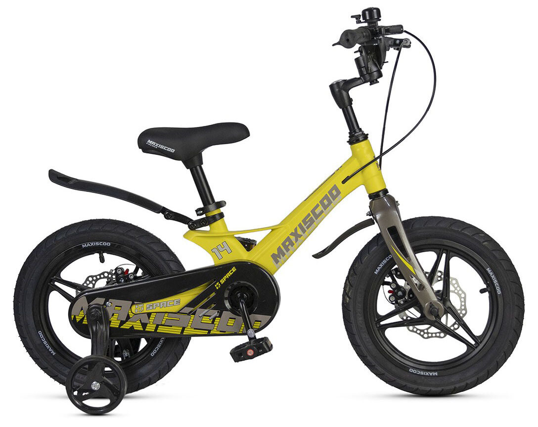 Детский велосипед Maxiscoo Space Deluxe Plus 14' (2025) 14 Желтый (90-110 см)