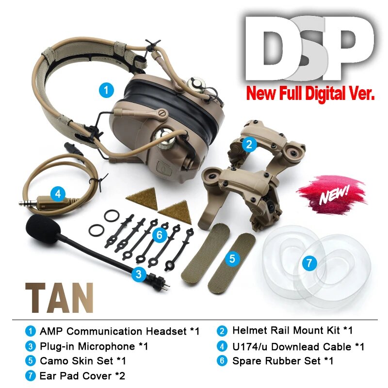Тактическая гарнитура AMP Headset TAN
