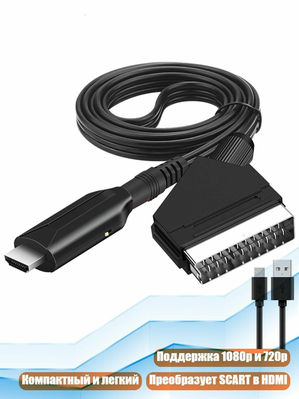 Кабель-адаптер Scart в HDMI