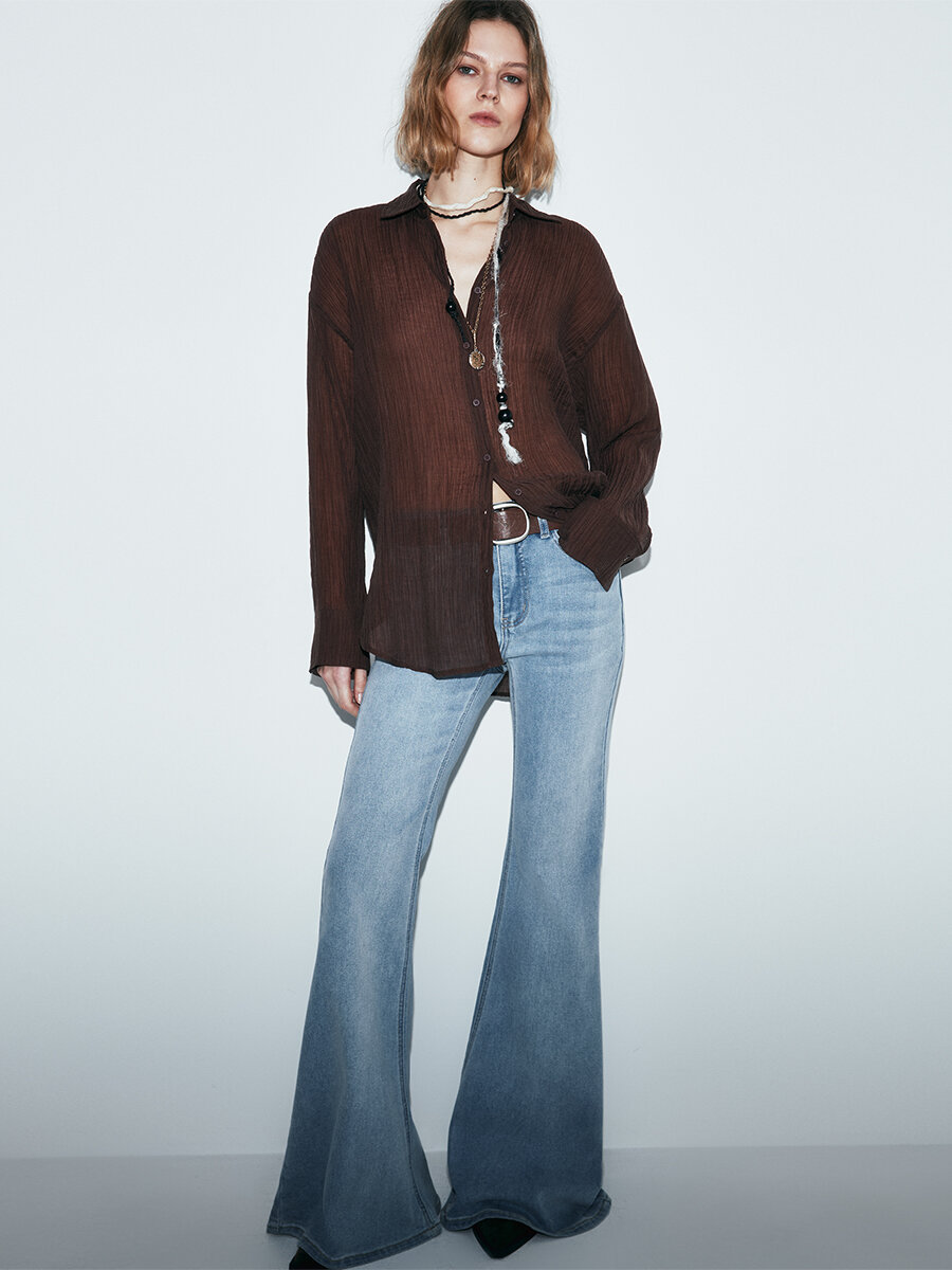 Рубашка оверсайз из фактурного лиоцелла