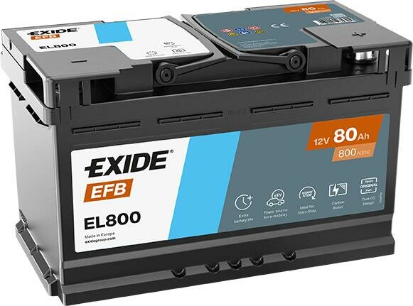 Аккумулятор автомобильный Exide EFB EL800 6СТ-80 обр. (Start-Stop) 315x175x190