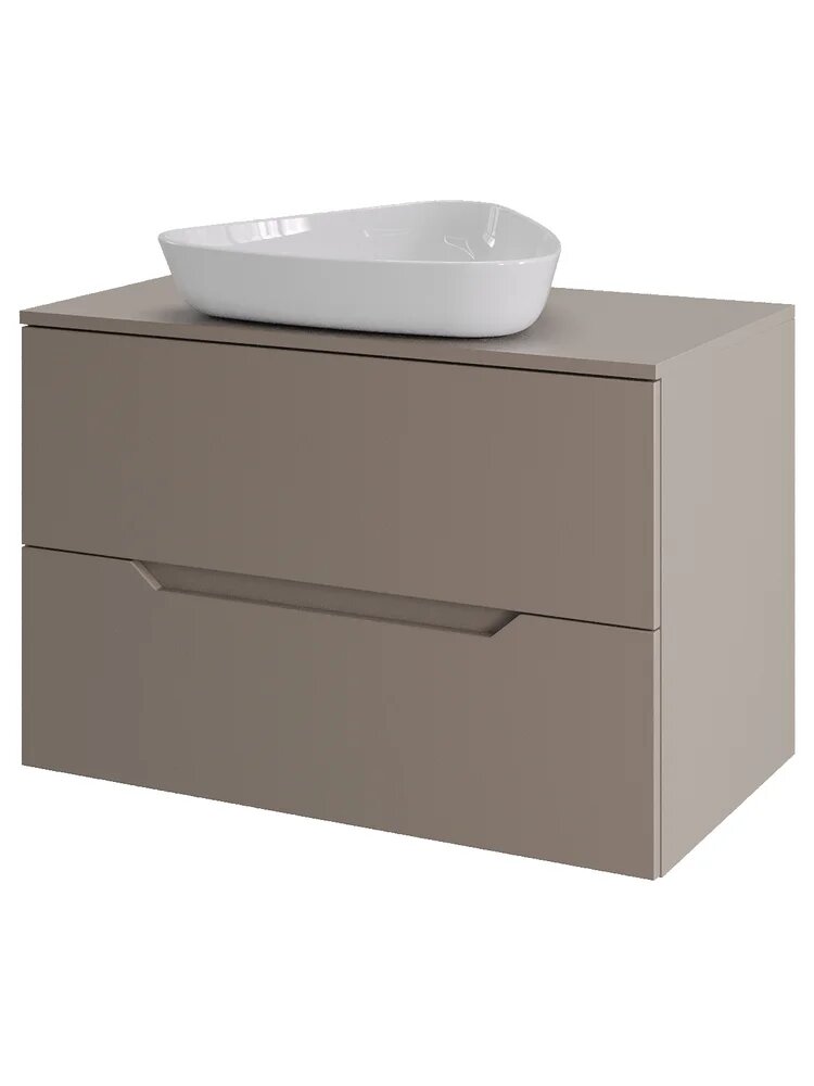 Тумба с раковиной Orange Line 70 подвесная, 70$2 см, со столешницей, коричневая, матовая, из МДФ, с ящиками, раковина для ванной, фарфоровая, овальная