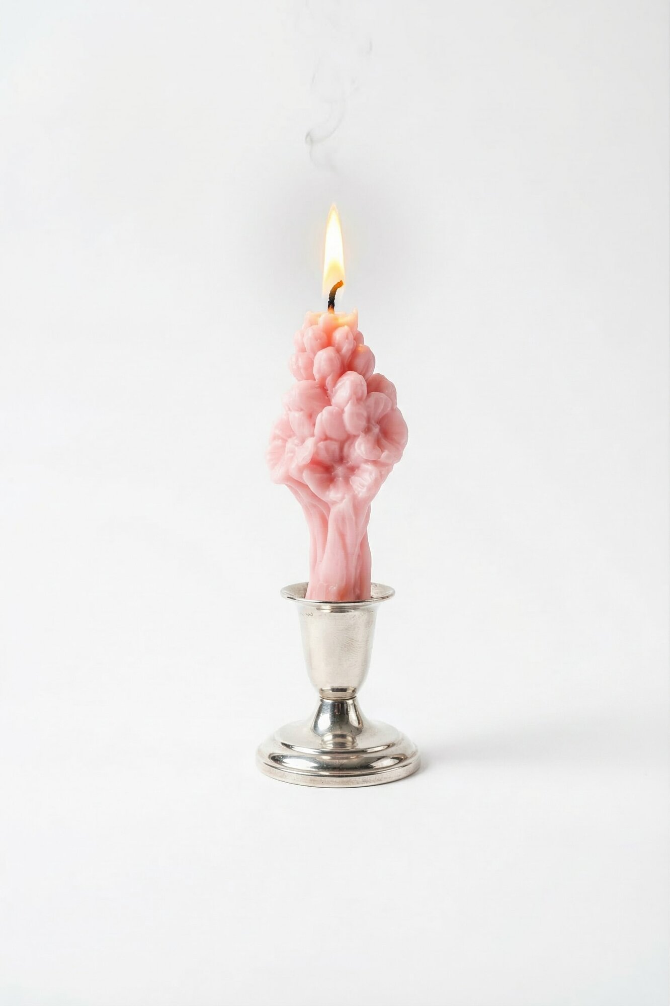 Свеча "Цветок маленький, цвет розовый" Unification love, фигурная, из пчелиного воска, с ароматом черной смородины