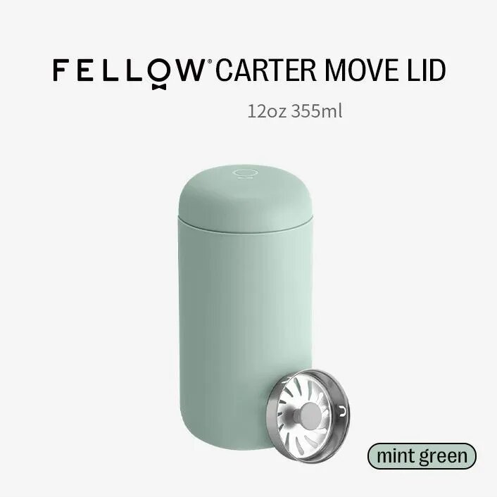 Чашка Fellow Carter Move Lid Mint Green 355 мл 1 шт. Кружка для кофе с керамическим покрытием и двойными стенками