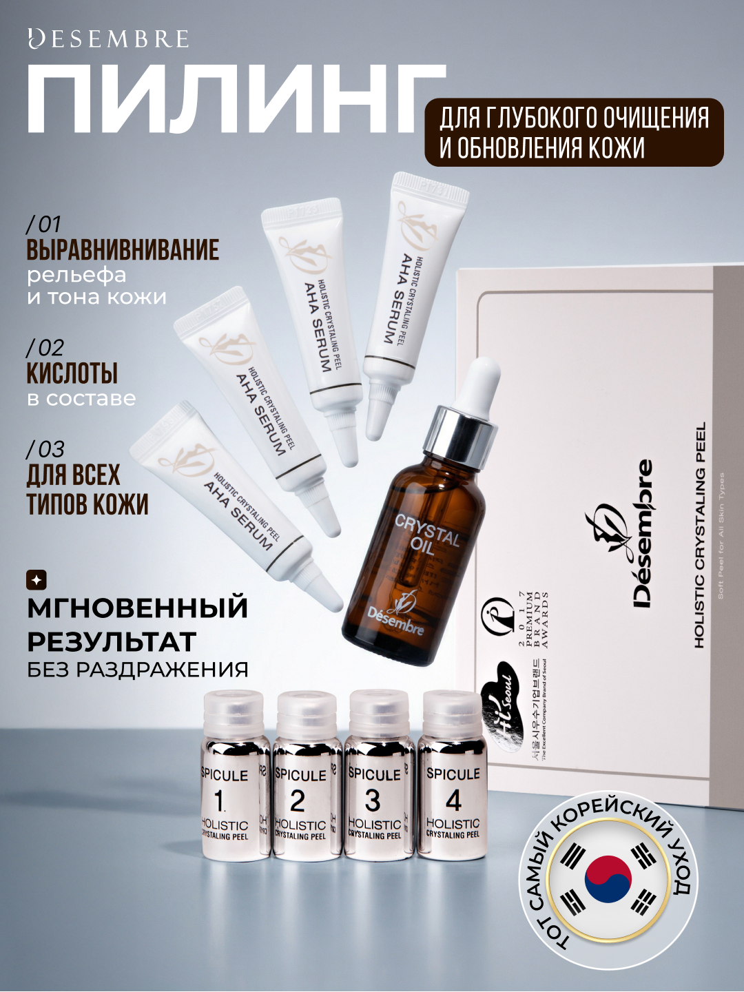 Набор косметический Desembre, для всех типов кожи, 28-дневный пилинг
