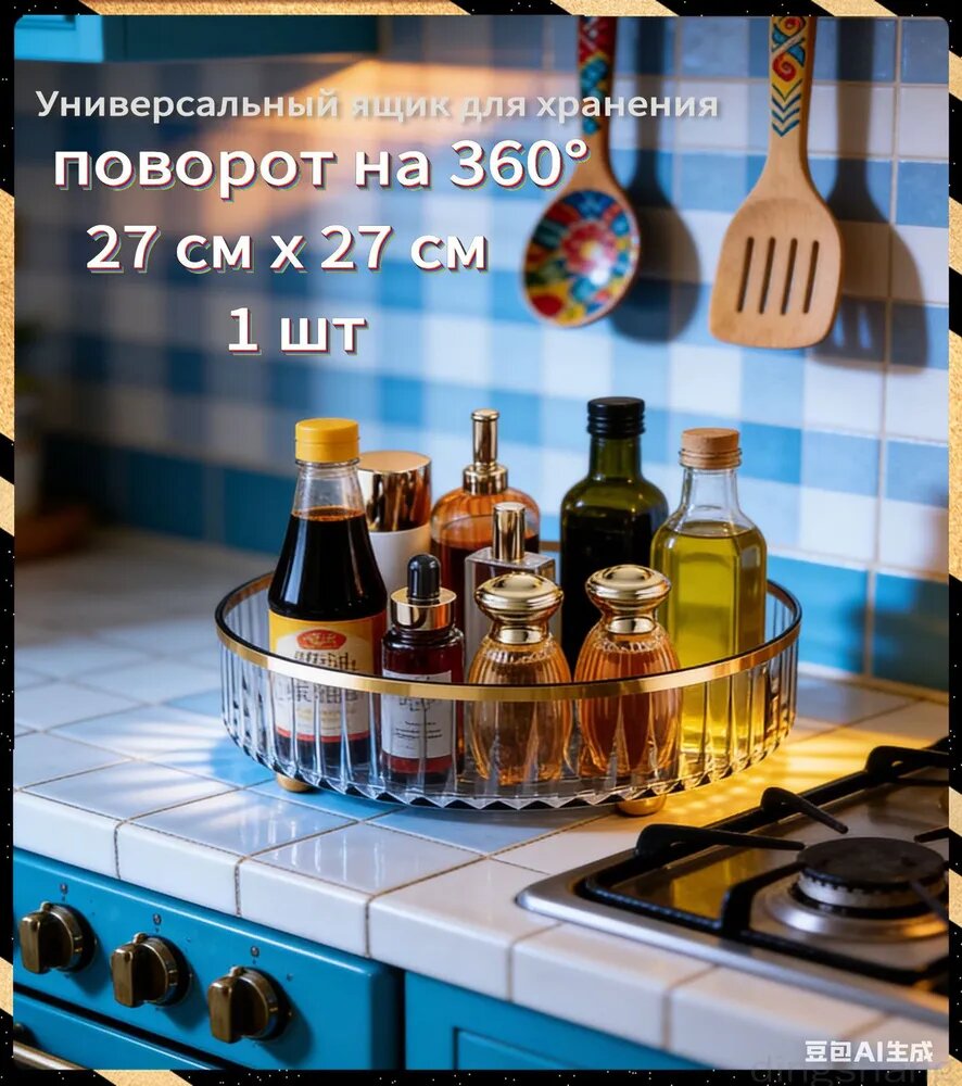 Поднос вращающийся 27 см х 27 см для хранения на кухне
