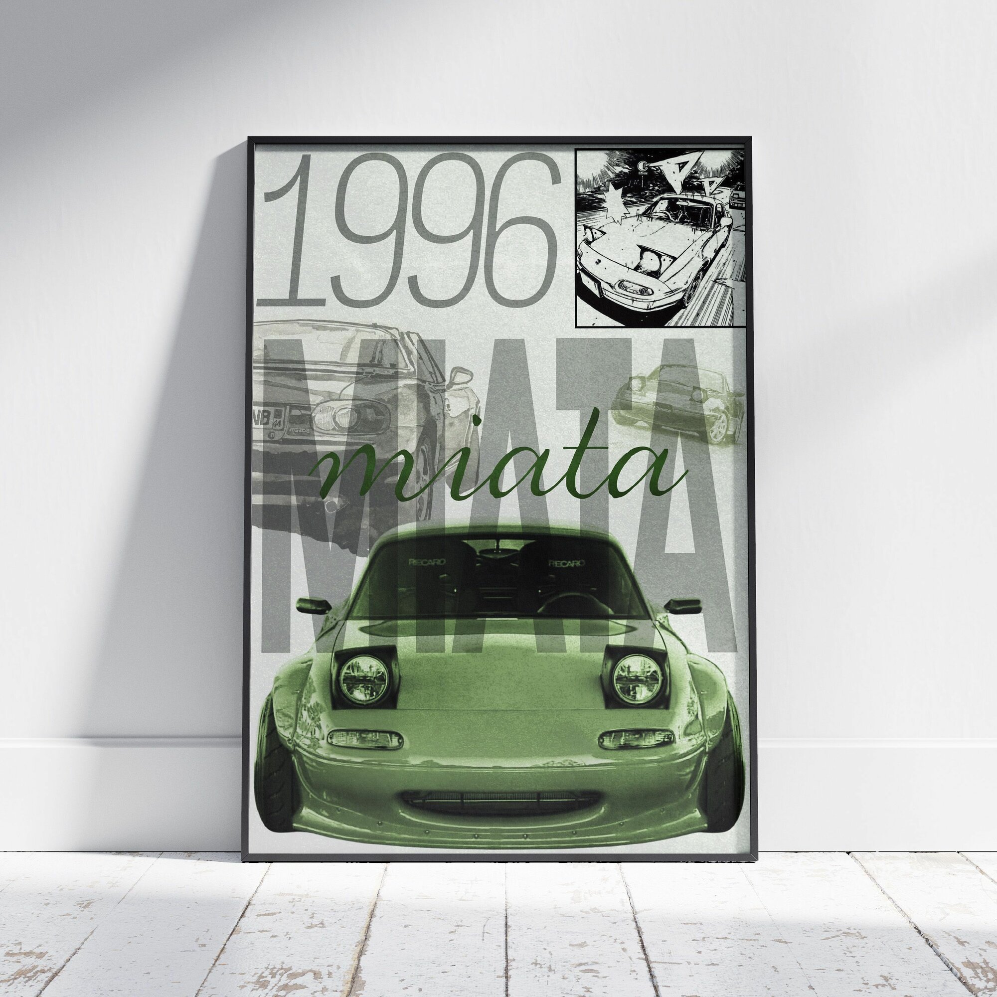 Плакат на стену для интерьера Спорткар (Mazda MX-5 Miata 1) - Постер по спортивным гоночным машинам автомобилям формата А3 (30x42 см)