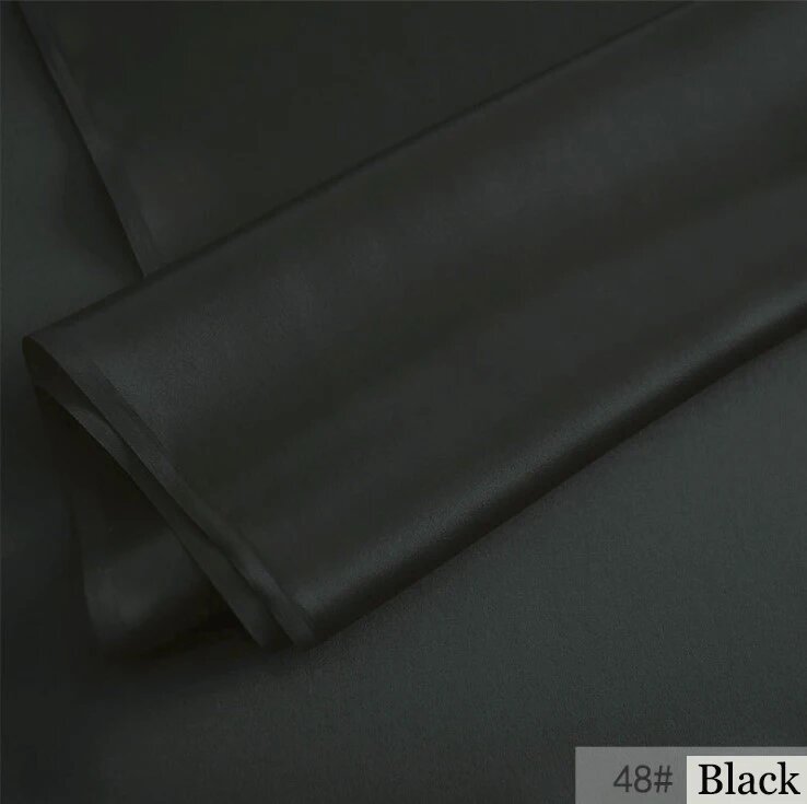 Черная шелковая ткань Шармез 16 momme, 48 Black