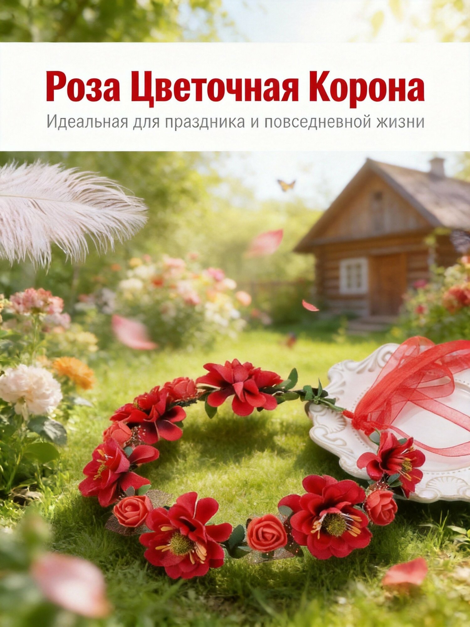 Цветочная корона с розой для свадьбы и пляжа — тканевый цветок, регулировка ленты, модный сладкий стиль для фото