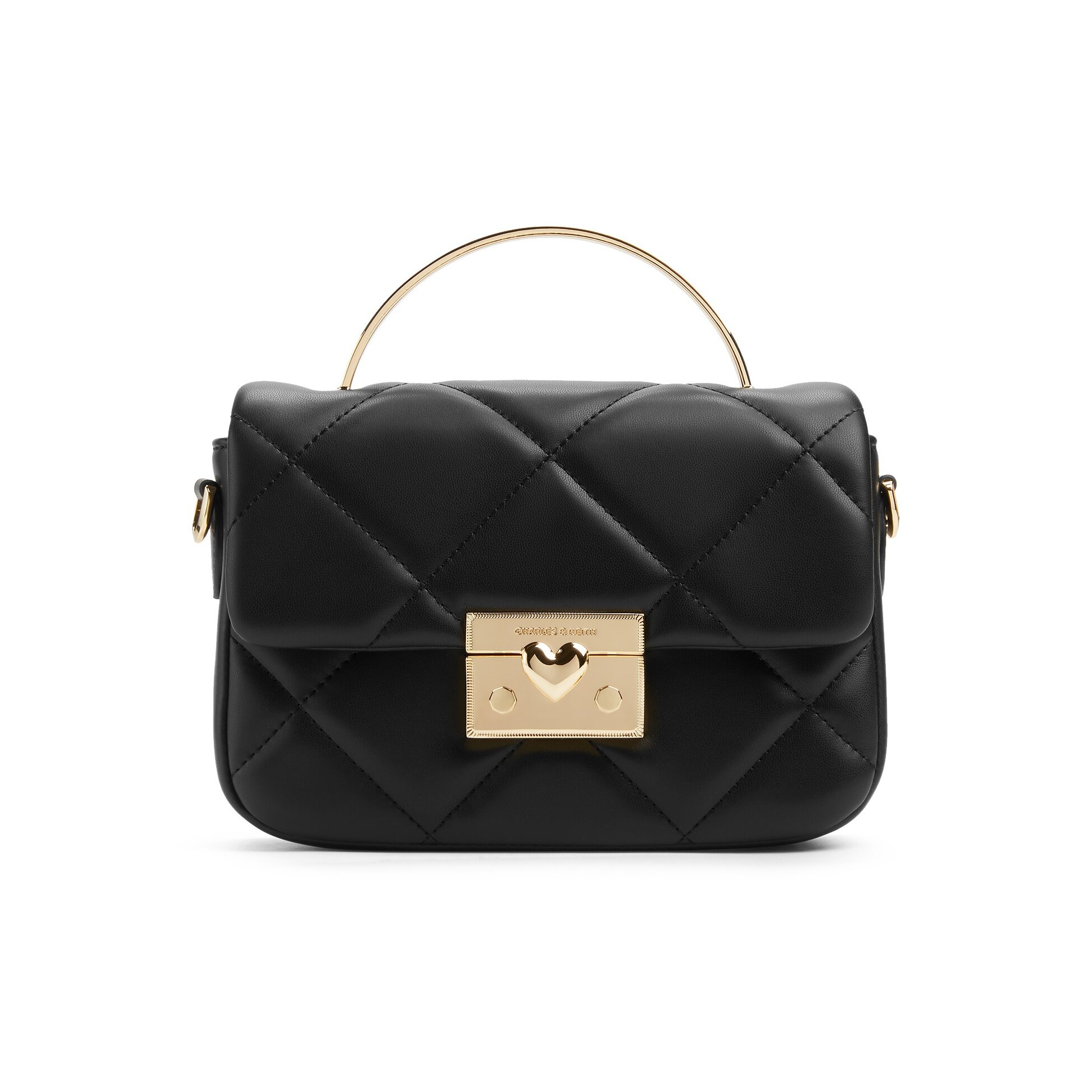 Сумка CHARLES & KEITH, фактура стеганая, черный — фото 1
