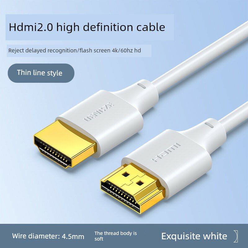 Создатель белого кабеля HDMI, кабель 4K HD, проектор, ТВ-приставка, дисплей 8, 12.5m 10m Изысканный белый [тонкий