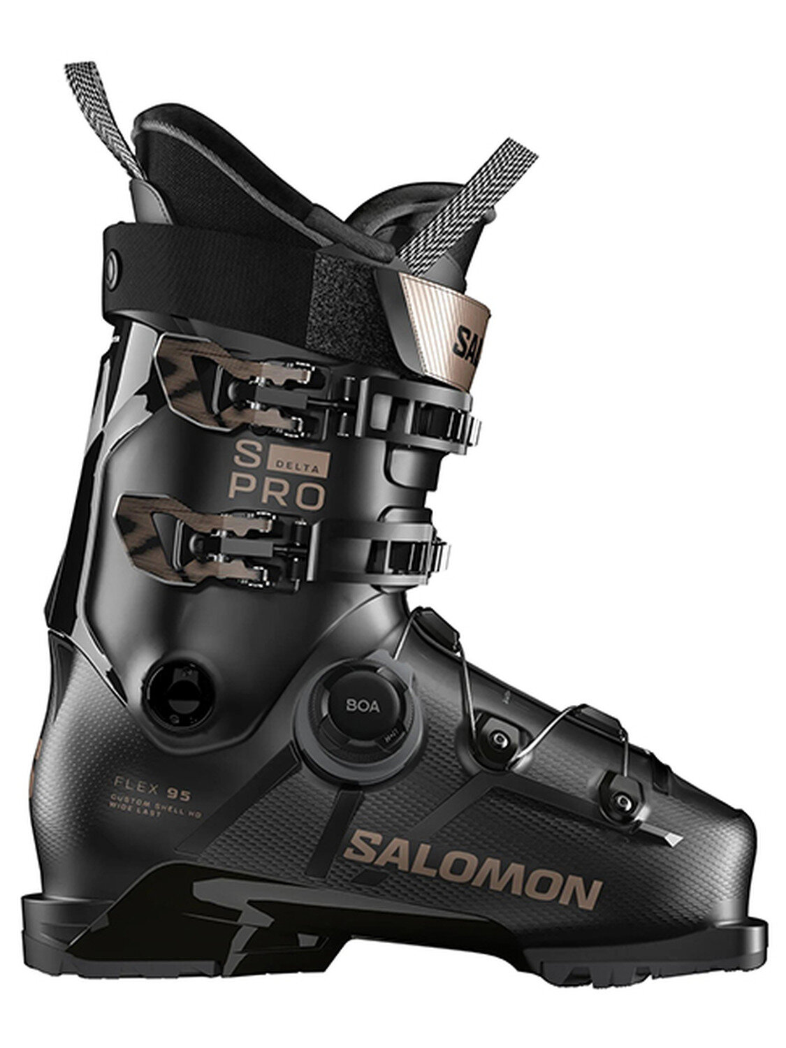Горнолыжные ботинки Salomon S/Pro Delta BOA 95 W GW Black/Pink Gold Metallic 25/26 , для женщин , черный