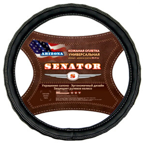 Оплетка на руль "M" 38см кожа натур. Arizona черный SENATOR (AZARD)