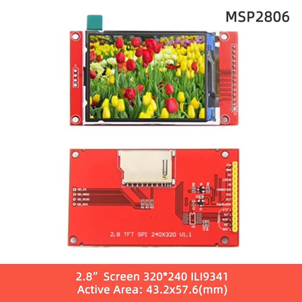 2.8" TFT SPI дисплей ILI9341 для MSP2806
